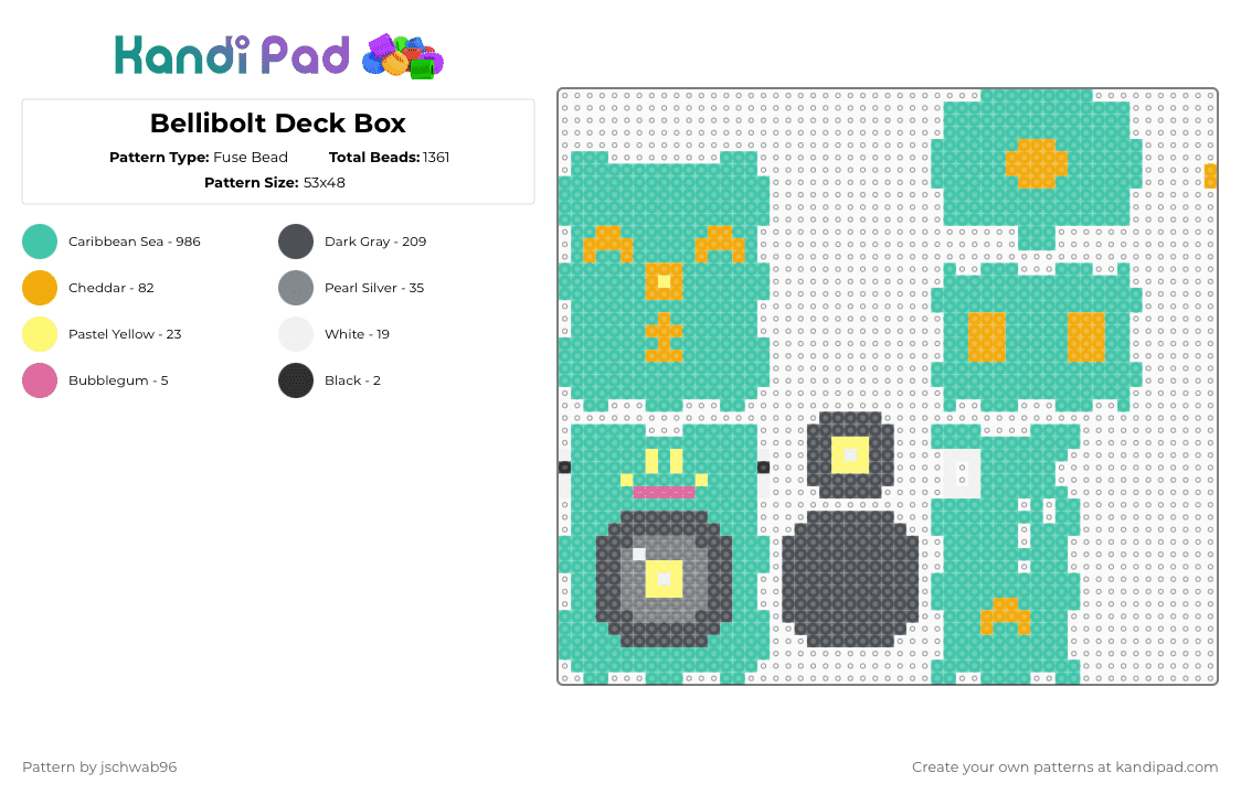 Bellibolt Deck Box Fuse Bead Pattern - Kandi Pad | Kandi Patterns, Fuse ...