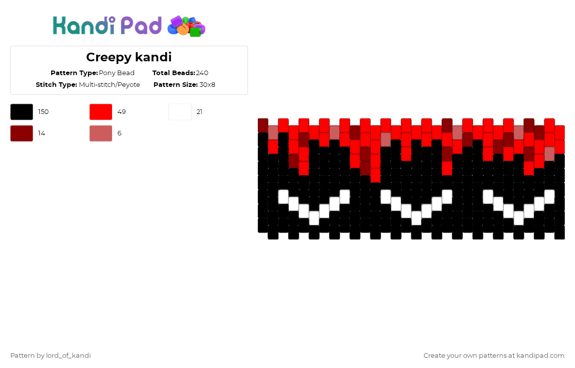 Creepy kandi Pony Bead Pattern - Kandi Pad | Kandi Patterns, Fuse Bead ...
