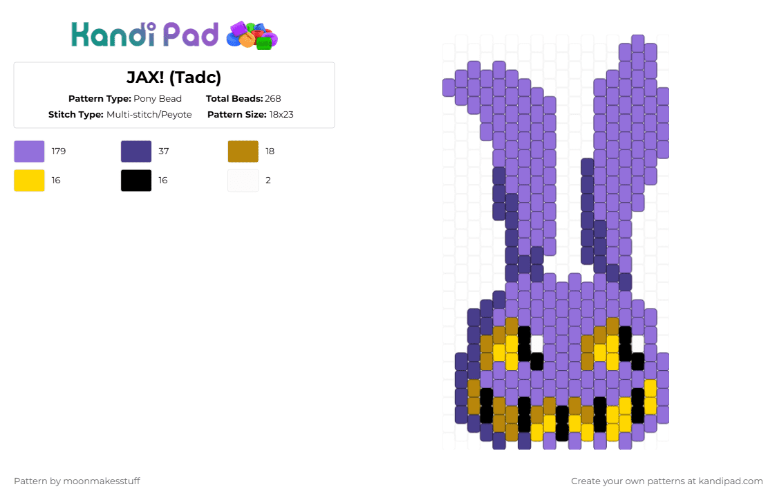 JAX! (Tadc) Pony Bead Pattern - Kandi Pad | Kandi Patterns, Fuse Bead ...