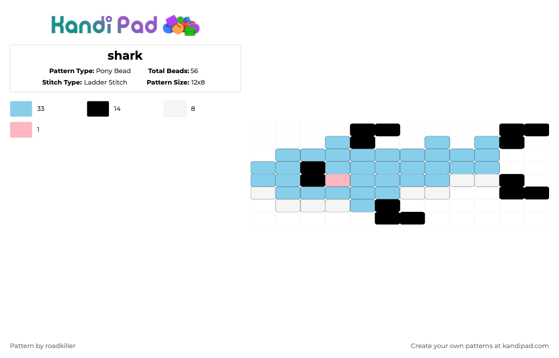 Shark Pony Bead Pattern - Kandi Pad | Kandi Patterns, Fuse Bead ...