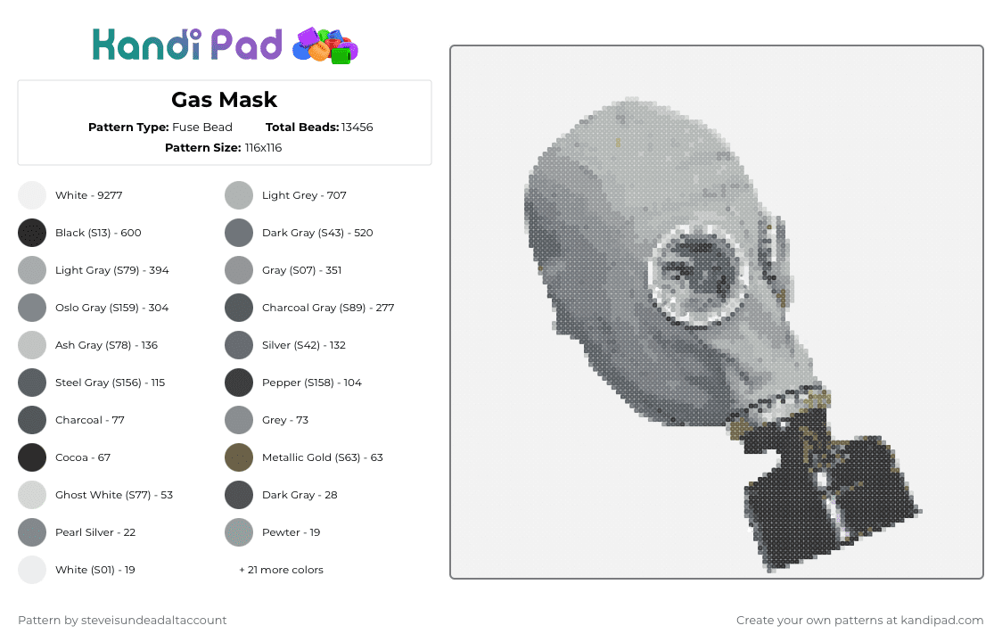 Gas Mask Fuse Bead Pattern - Kandi Pad | Kandi Patterns, Fuse Bead ...