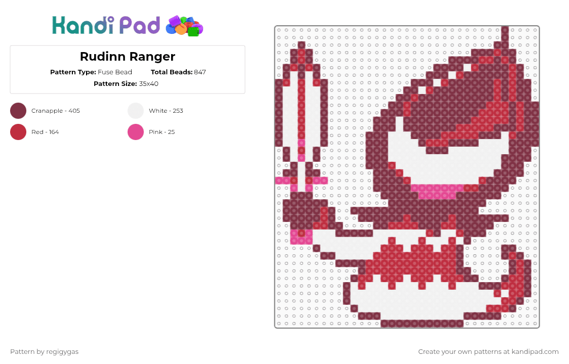 Rudinn Ranger Fuse Bead Pattern - Kandi Pad | Kandi Patterns, Fuse Bead ...