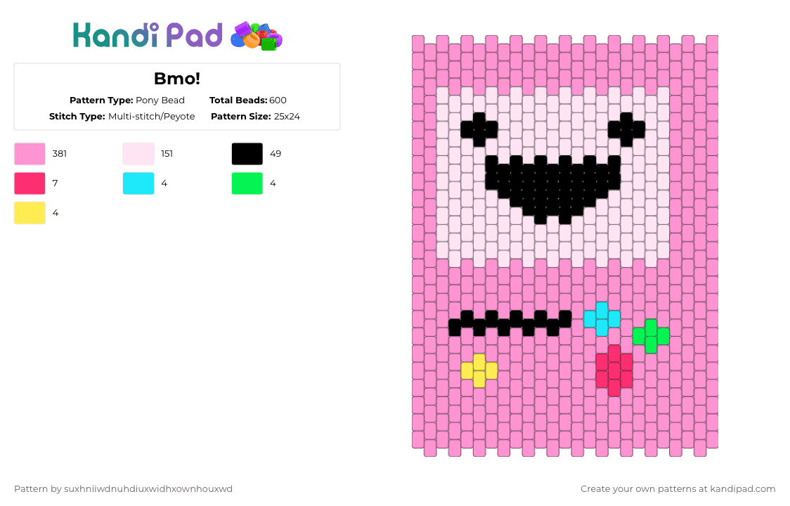 Bmo! Pony Bead Pattern - Kandi Pad | Kandi Patterns, Fuse Bead Patterns ...