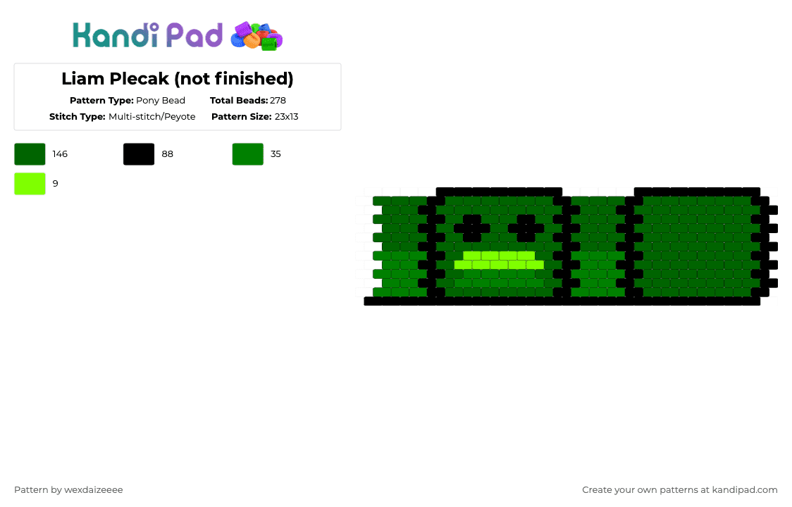 Liam Plecak (not finished) Pony Bead Pattern - Kandi Pad | Kandi ...