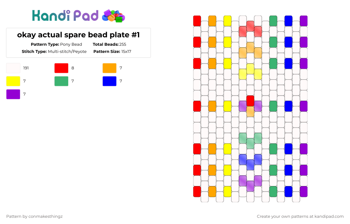 Okay actual spare bead plate #1 Pony Bead Pattern - Kandi Pad | Kandi ...