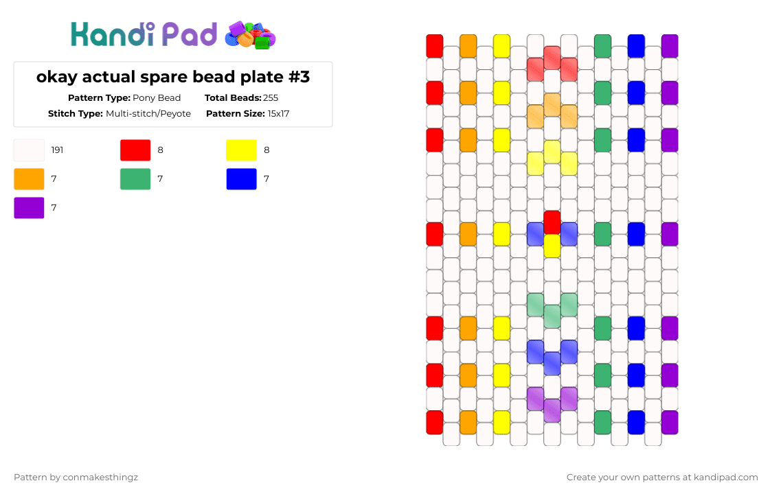 Okay actual spare bead plate #3 Pony Bead Pattern - Kandi Pad | Kandi ...