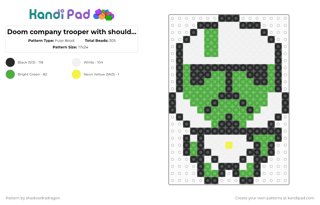 Doom company trooper with shoulder puldren Fuse Bead Pattern - Kandi ...