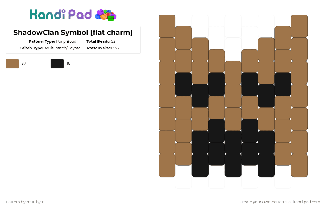ShadowClan Symbol [flat charm] Pony Bead Pattern - Kandi Pad | Kandi ...