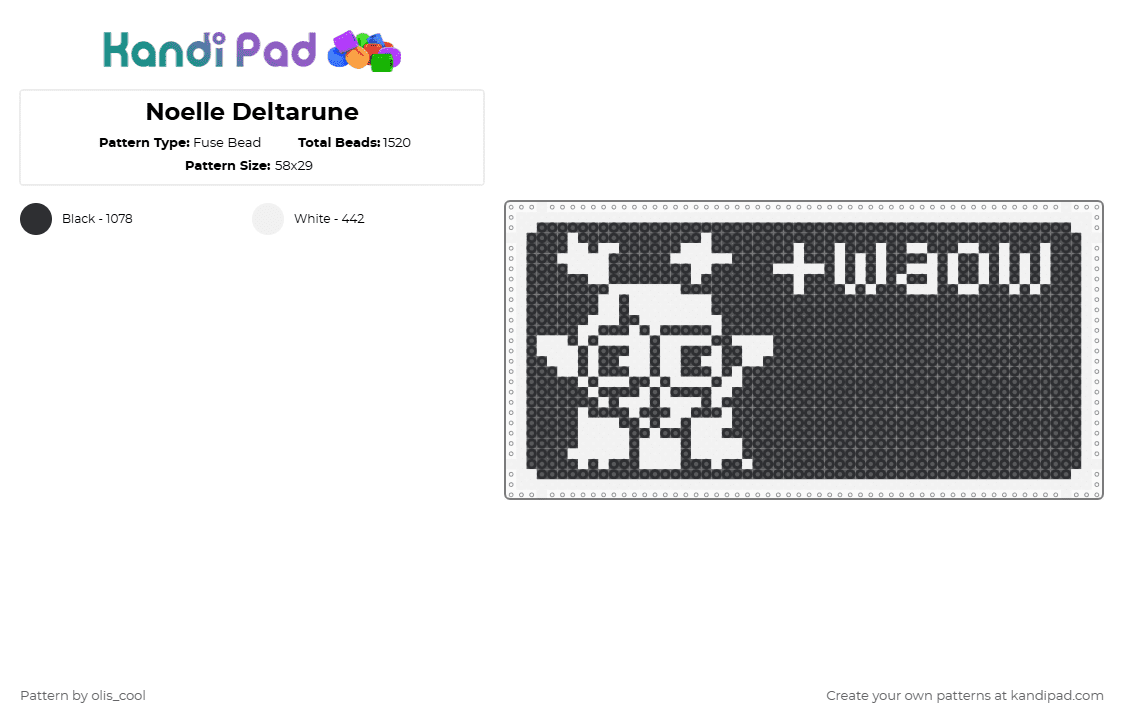 Noelle Deltarune Fuse Bead Pattern - Kandi Pad | Kandi Patterns, Fuse ...