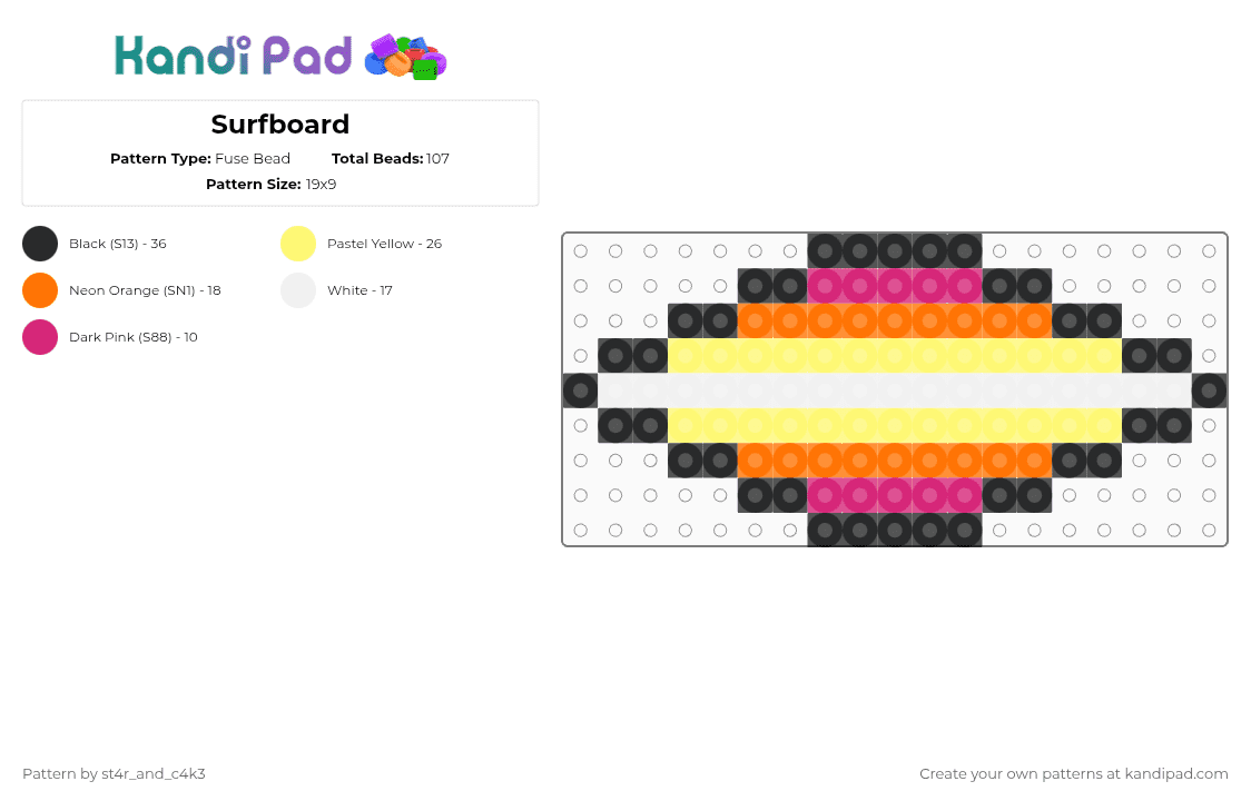 Surfboard Fuse Bead Pattern - Kandi Pad | Kandi Patterns, Fuse Bead ...