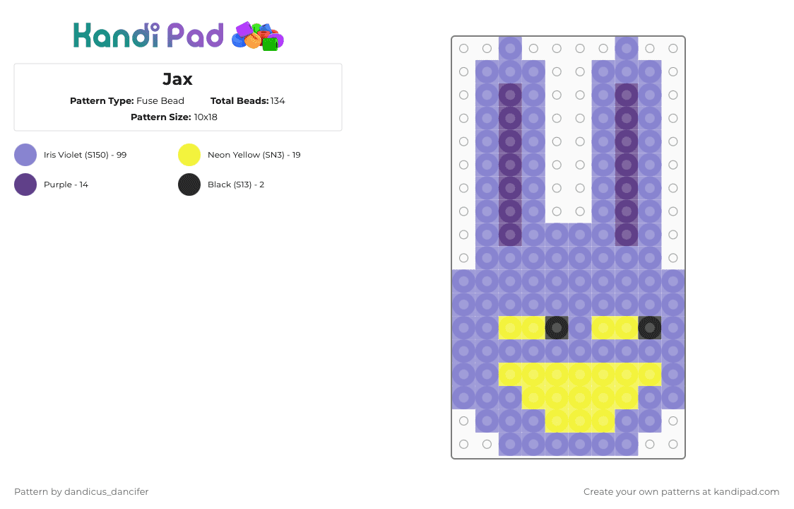 Jax Fuse Bead Pattern - Kandi Pad | Kandi Patterns, Fuse Bead Patterns ...