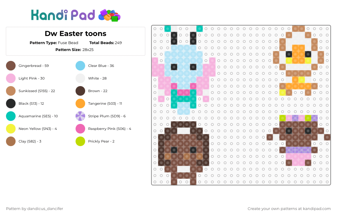 Dw Easter toons Fuse Bead Pattern - Kandi Pad | Kandi Patterns, Fuse ...