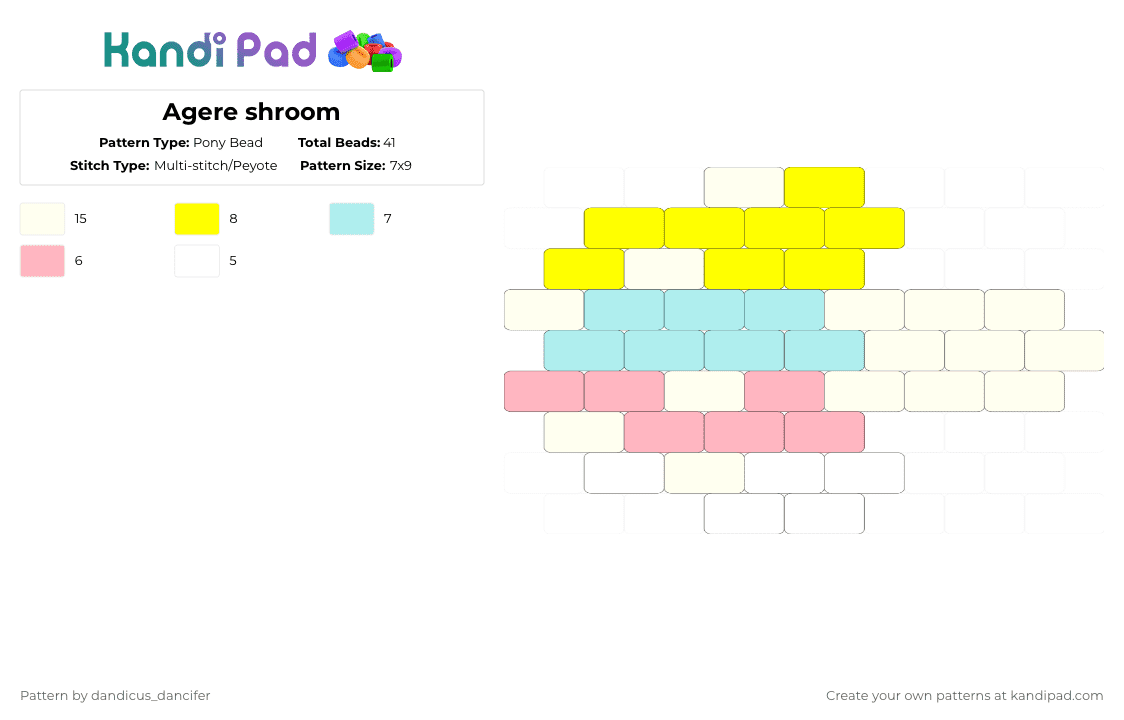Agere shroom Pony Bead Pattern - Kandi Pad | Kandi Patterns, Fuse Bead ...