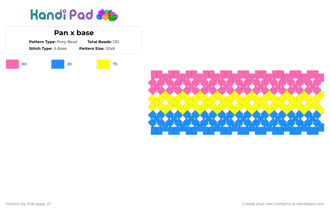 Pan x base Pony Bead Pattern - Kandi Pad | Kandi Patterns, Fuse Bead ...