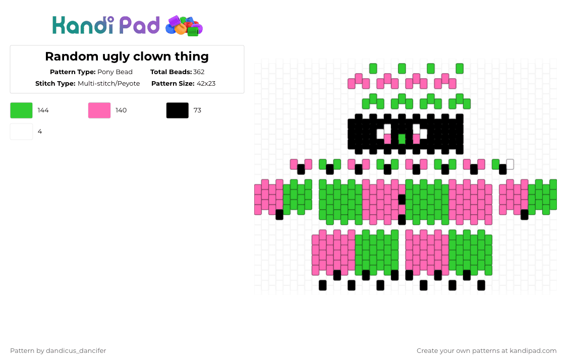 Random ugly clown thing Pony Bead Pattern - Kandi Pad | Kandi Patterns ...