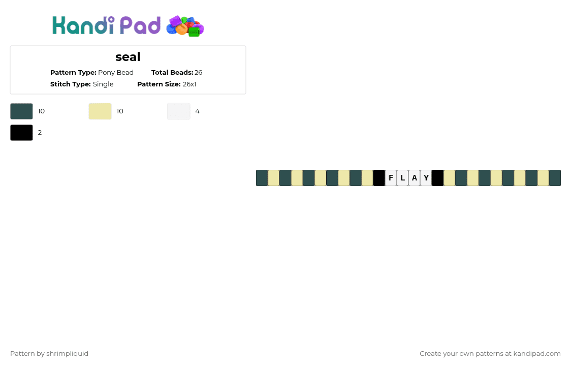 Seal Pony Bead Pattern - Kandi Pad | Kandi Patterns, Fuse Bead Patterns ...