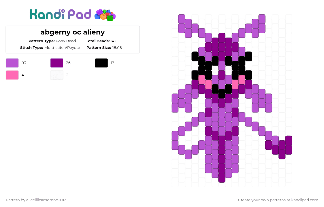 Abgerny oc alieny Pony Bead Pattern - Kandi Pad | Kandi Patterns, Fuse ...