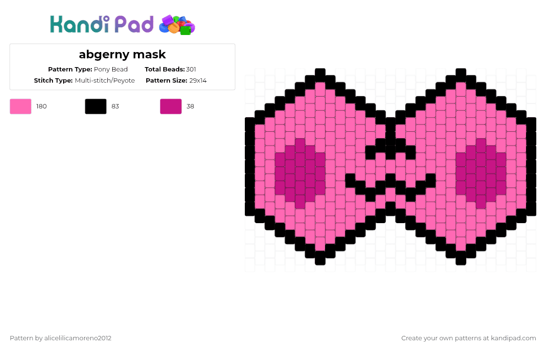 Abgerny mask Pony Bead Pattern - Kandi Pad | Kandi Patterns, Fuse Bead ...