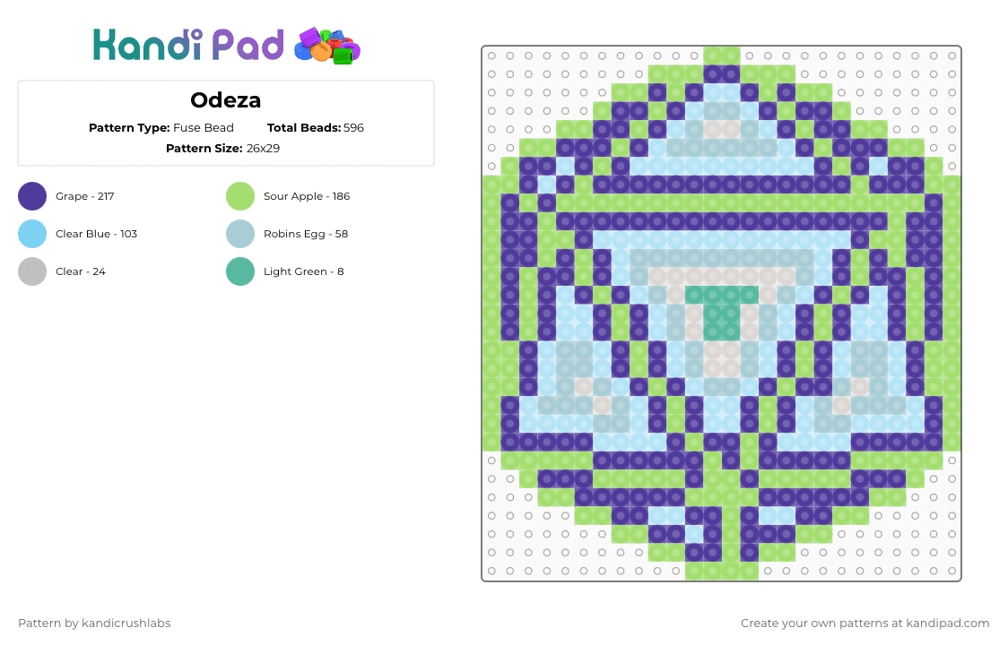 Odeza Fuse Bead Pattern - Kandi Pad | Kandi Patterns, Fuse Bead ...