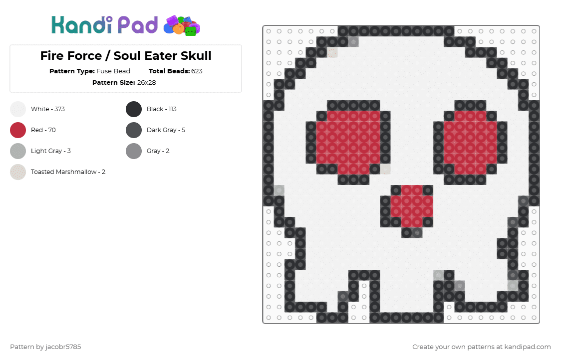 Fire Force / Soul Eater Skull Fuse Bead Pattern - Kandi Pad | Kandi ...