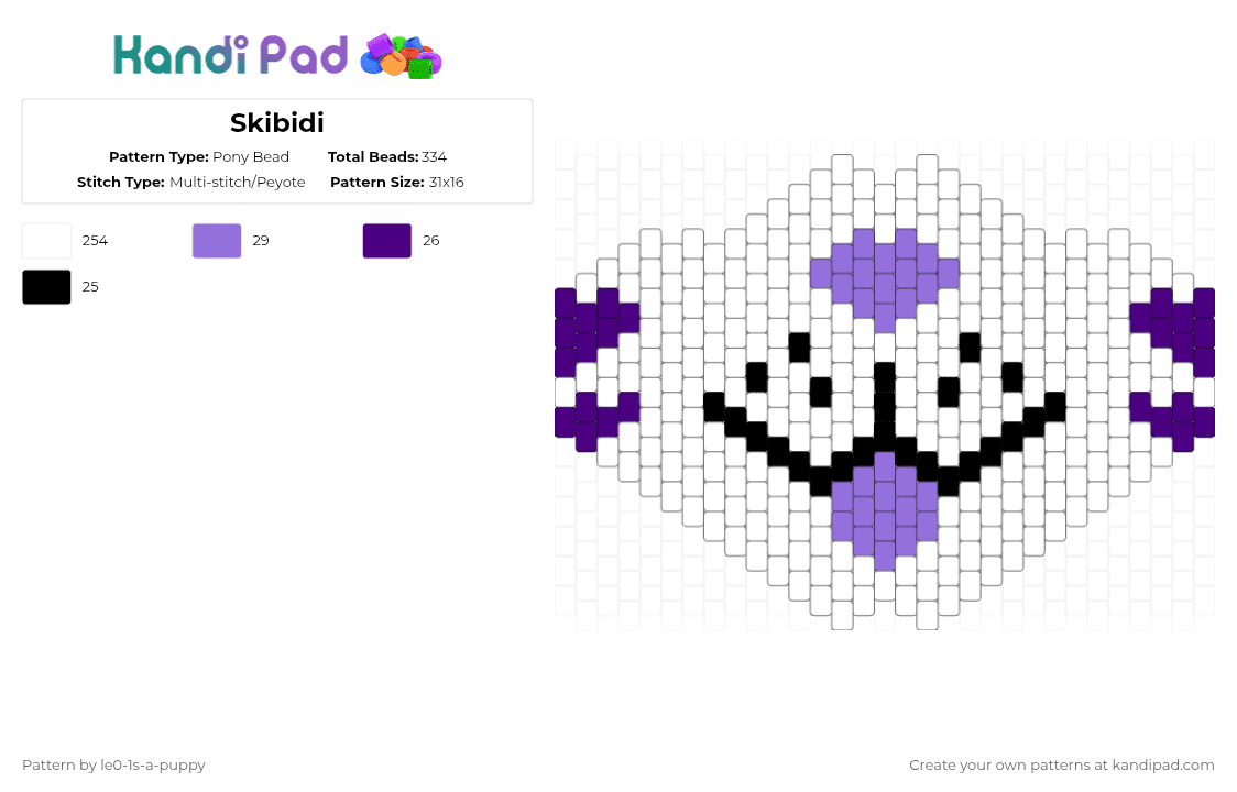 Skibidi Pony Bead Pattern - Kandi Pad | Kandi Patterns, Fuse Bead ...