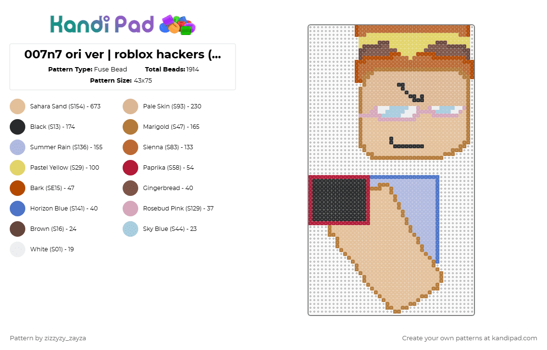007n7 ori ver | roblox hackers (redo) Fuse Bead Pattern - Kandi Pad ...