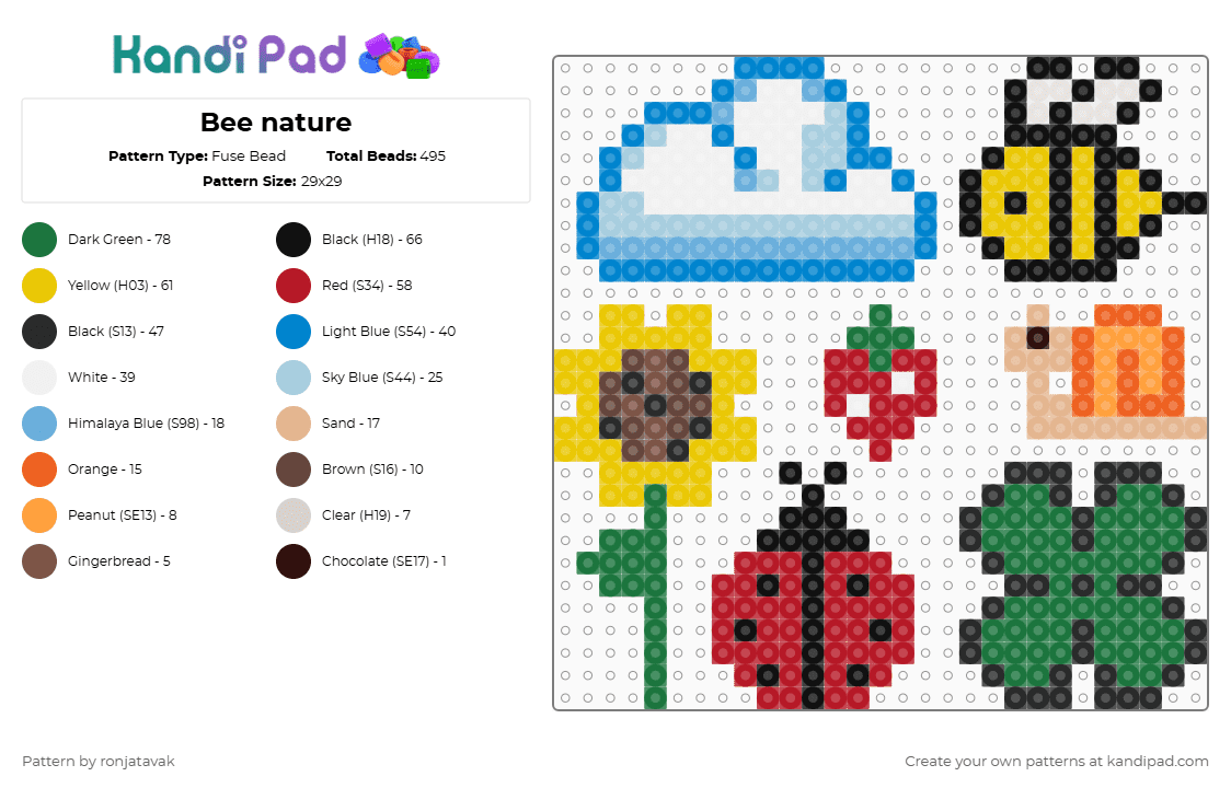 Summer Nature Fuse Bead Pattern - Kandi Pad | Kandi Patterns, Fuse Bead ...
