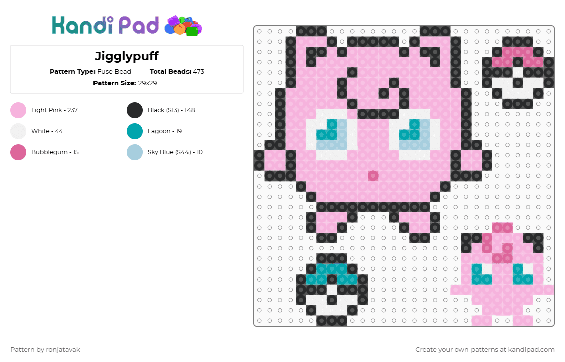 Jigglypuff Fuse Bead Pattern - Kandi Pad | Kandi Patterns, Fuse Bead ...