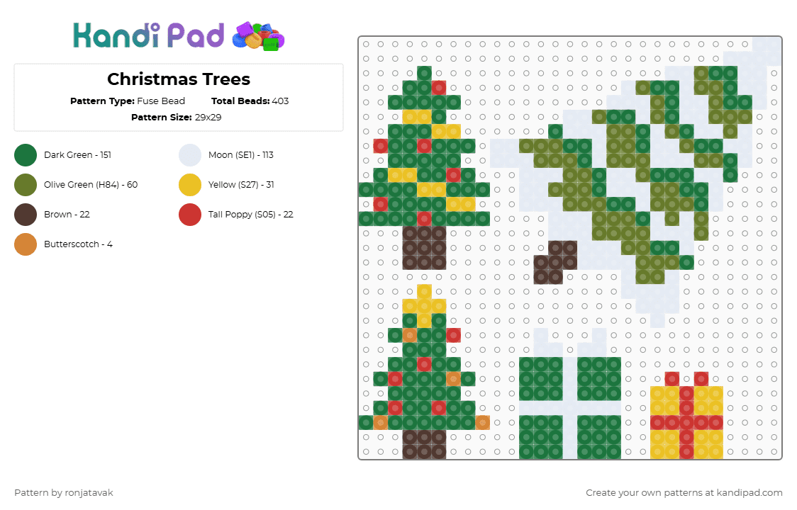 Christmas Trees Fuse Bead Pattern - Kandi Pad | Kandi Patterns, Fuse ...