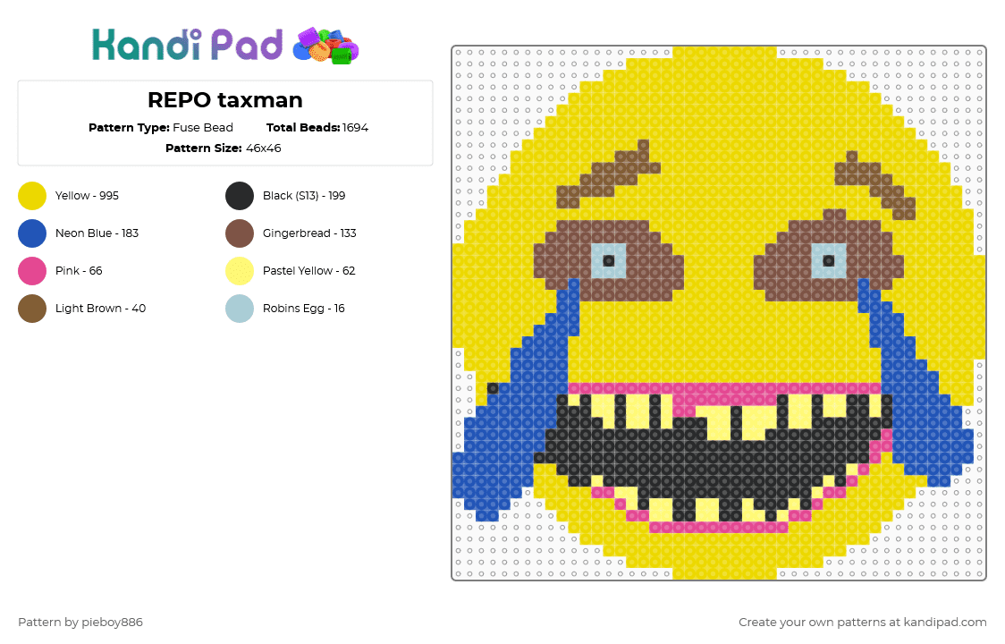 REPO taxman Fuse Bead Pattern - Kandi Pad | Kandi Patterns, Fuse Bead ...