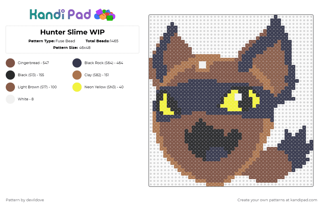 Hunter Slime WIP Fuse Bead Pattern - Kandi Pad | Kandi Patterns, Fuse ...
