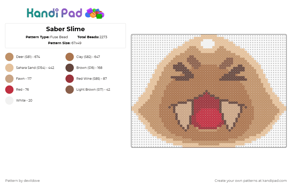 Saber Slime Fuse Bead Pattern - Kandi Pad | Kandi Patterns, Fuse Bead ...
