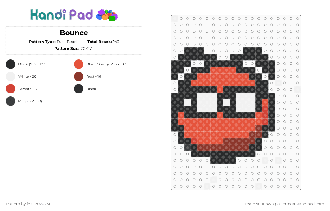 Bounce Fuse Bead Pattern - Kandi Pad | Kandi Patterns, Fuse Bead ...