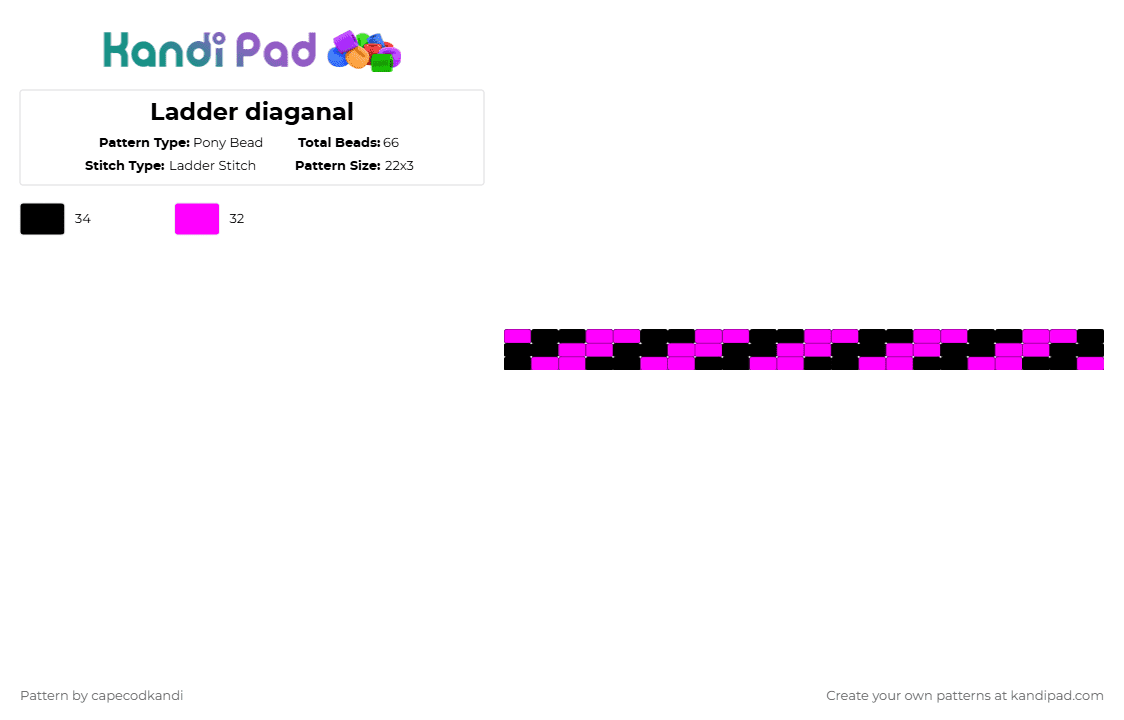 Ladder diaganal Pony Bead Pattern - Kandi Pad | Kandi Patterns, Fuse ...