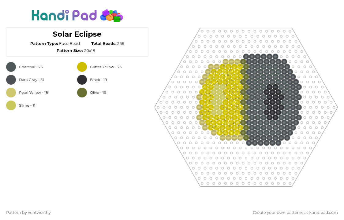 Solar Eclipse Fuse Bead Pattern - Kandi Pad | Kandi Patterns, Fuse Bead ...