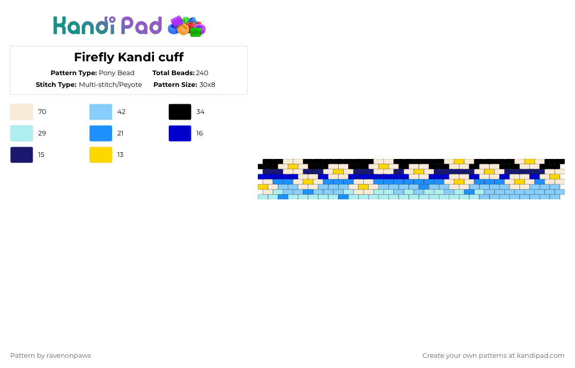 Firefly Kandi cuff Pony Bead Pattern - Kandi Pad | Kandi Patterns, Fuse ...