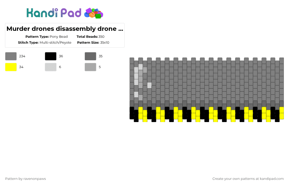 Murder drones disassembly drone cuff Pony Bead Pattern - Kandi Pad ...