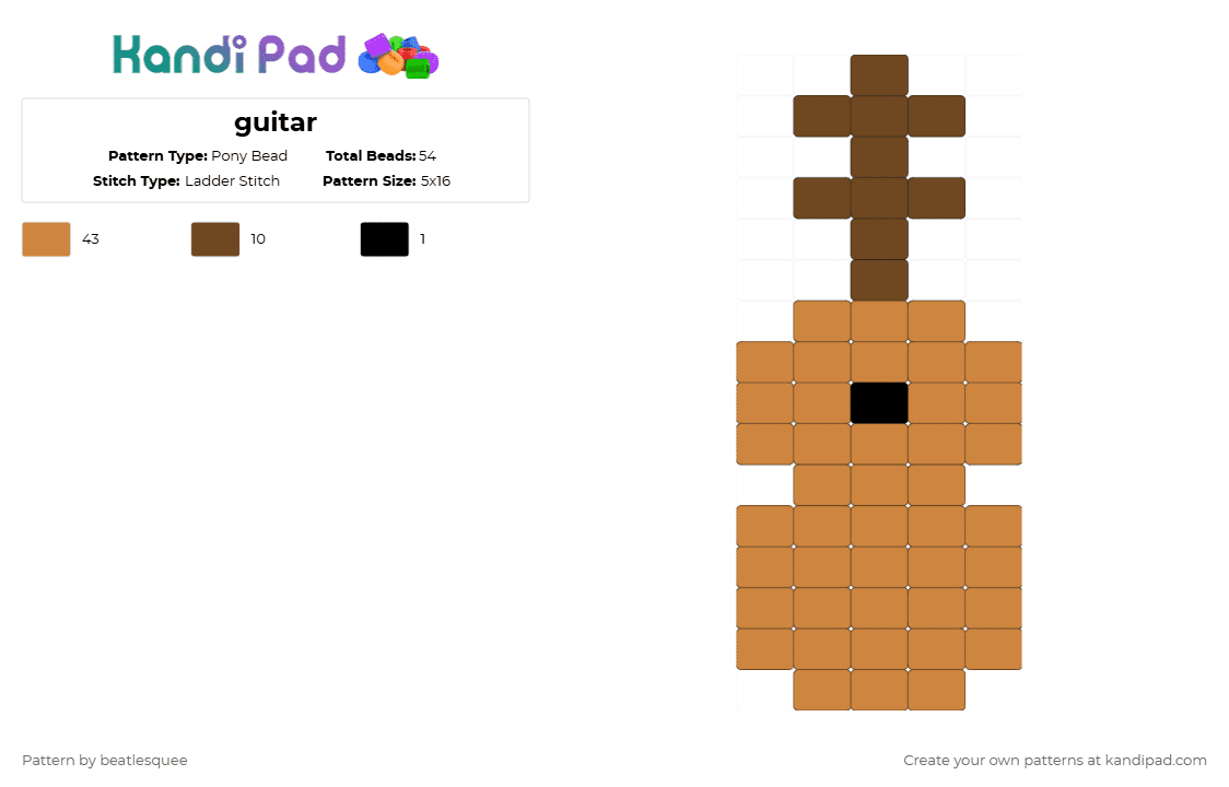Guitar Pony Bead Pattern - Kandi Pad | Kandi Patterns, Fuse Bead ...