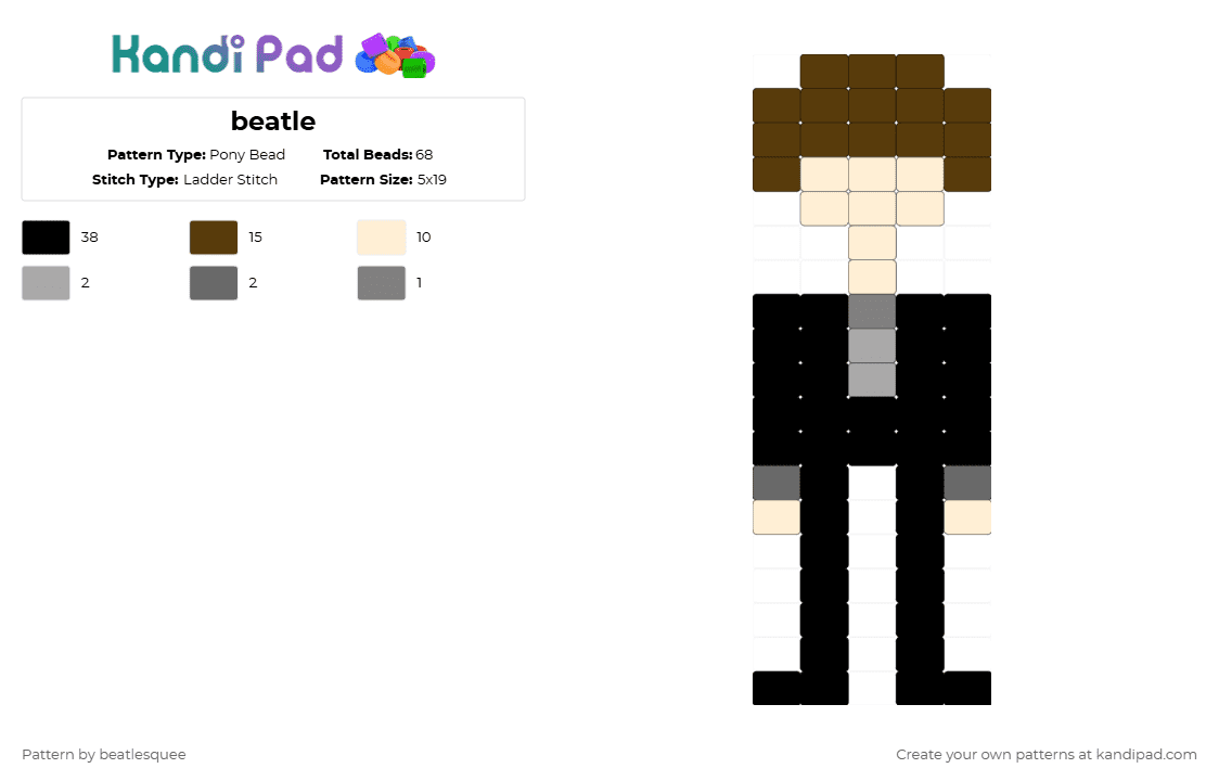 Beatle Pony Bead Pattern - Kandi Pad | Kandi Patterns, Fuse Bead ...