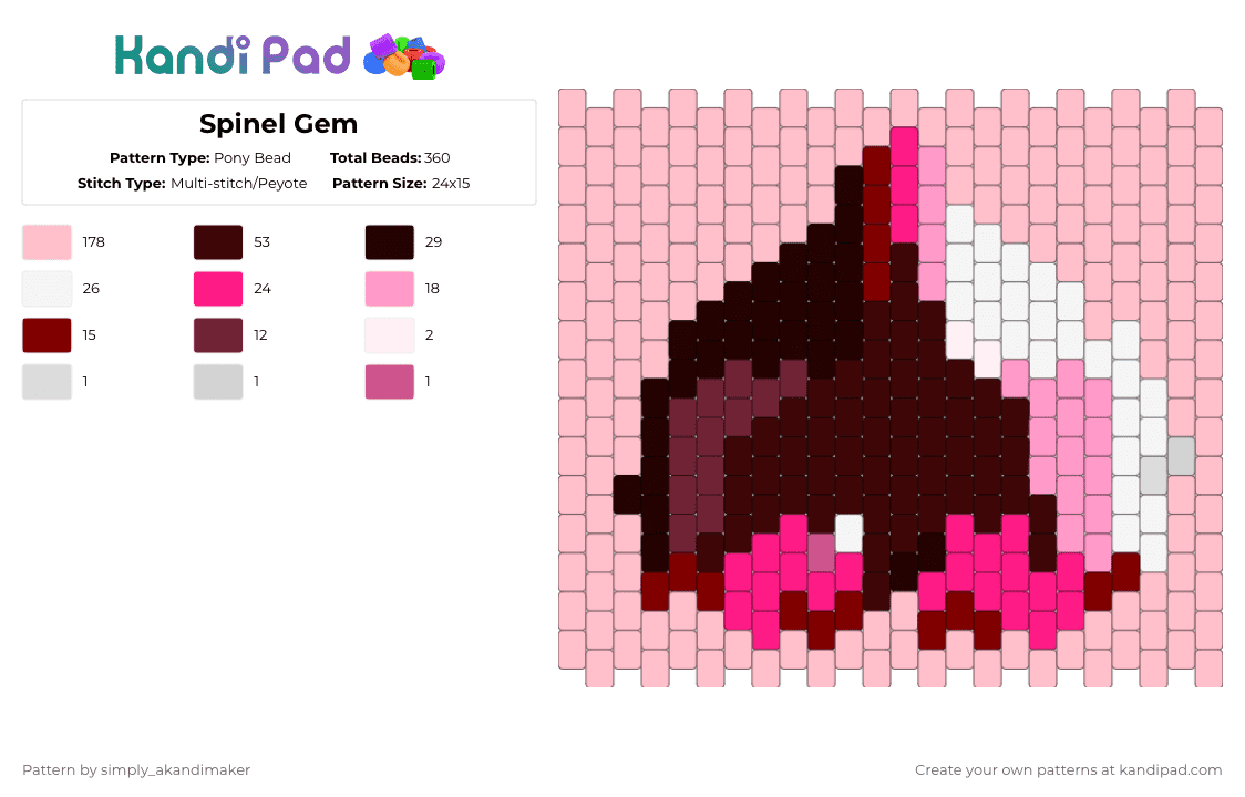 Spinel Gem Pony Bead Pattern - Kandi Pad | Kandi Patterns, Fuse Bead ...