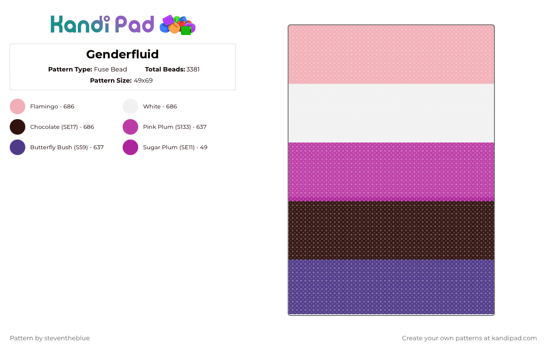 Genderfluid Fuse Bead Pattern - Kandi Pad | Kandi Patterns, Fuse Bead ...