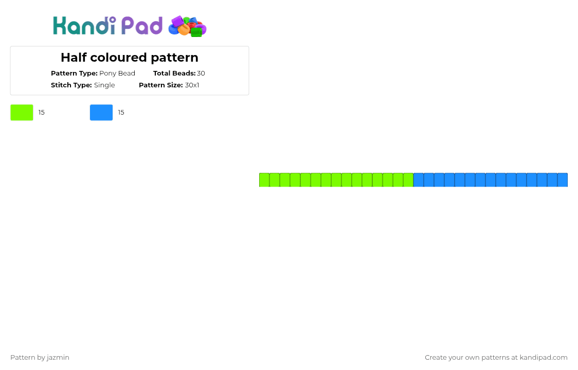 Half coloured pattern Pony Bead Pattern - Kandi Pad | Kandi Patterns ...