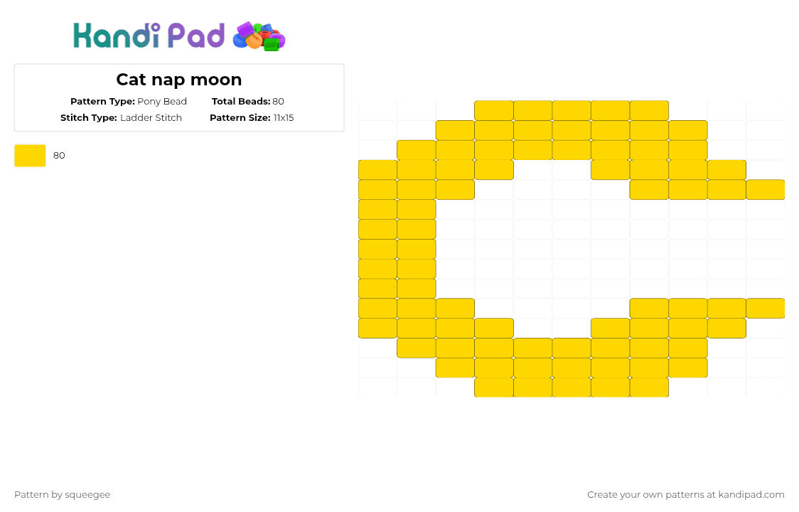 Cat nap moon Pony Bead Pattern - Kandi Pad | Kandi Patterns, Fuse Bead ...