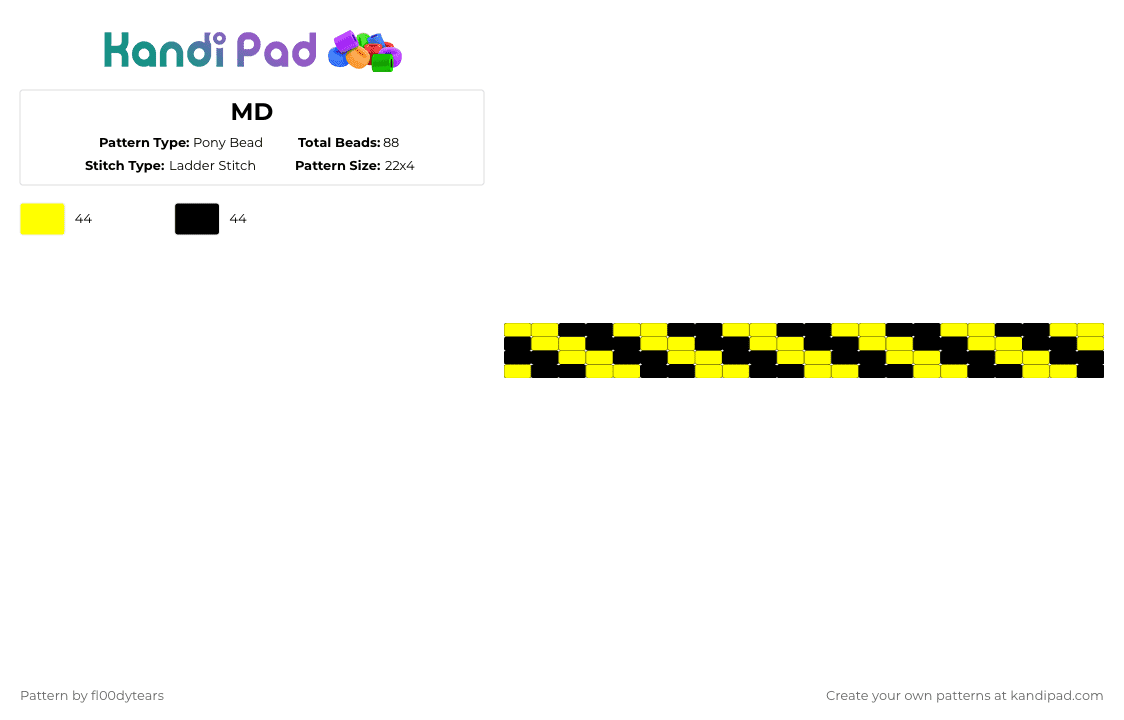 MD Pony Bead Pattern - Kandi Pad | Kandi Patterns, Fuse Bead Patterns ...