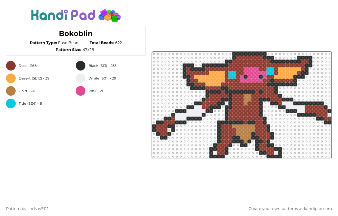 Bokoblin Fuse Bead Pattern - Kandi Pad | Kandi Patterns, Fuse Bead ...