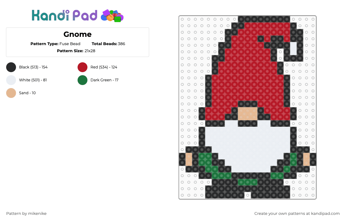 Gnome Fuse Bead Pattern - Kandi Pad | Kandi Patterns, Fuse Bead ...