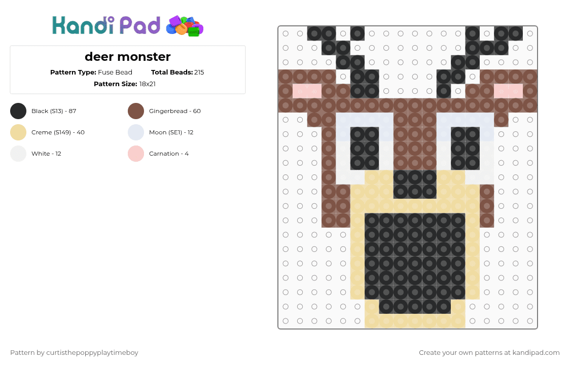 Deer monster Fuse Bead Pattern - Kandi Pad | Kandi Patterns, Fuse Bead ...