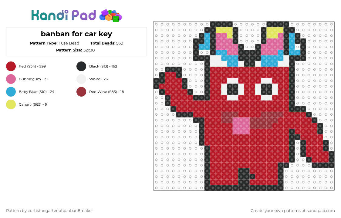 Banban for car key Fuse Bead Pattern - Kandi Pad | Kandi Patterns, Fuse ...