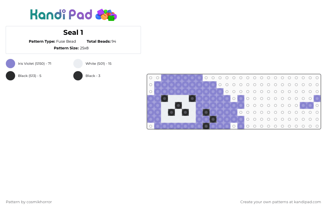 Seal 1 Fuse Bead Pattern - Kandi Pad | Kandi Patterns, Fuse Bead ...