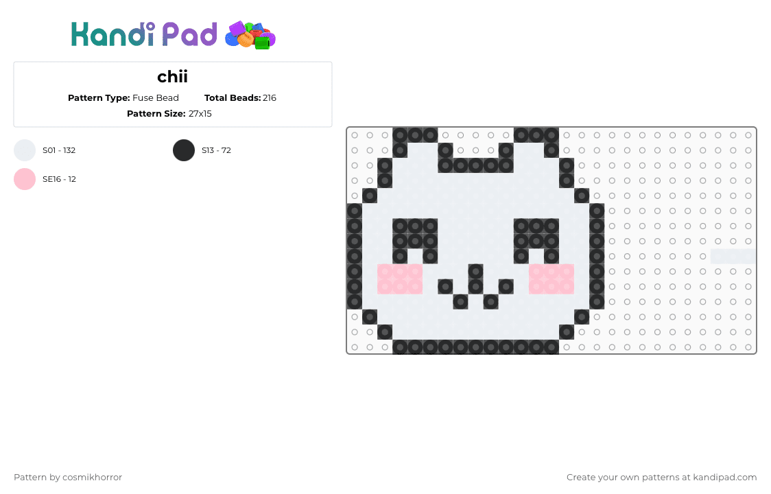 Chii Fuse Bead Pattern - Kandi Pad | Kandi Patterns, Fuse Bead Patterns ...